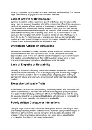 How to Make Readers Dislike Your Characters | PPT