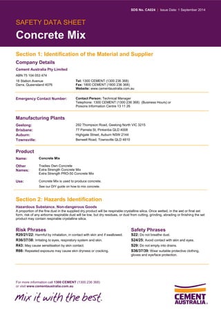 Concrete Mix SDS | PDF