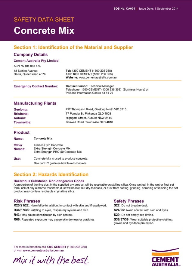 Concrete Mix SDS | PDF