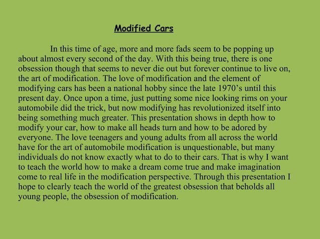How To Modify A Car | PPT