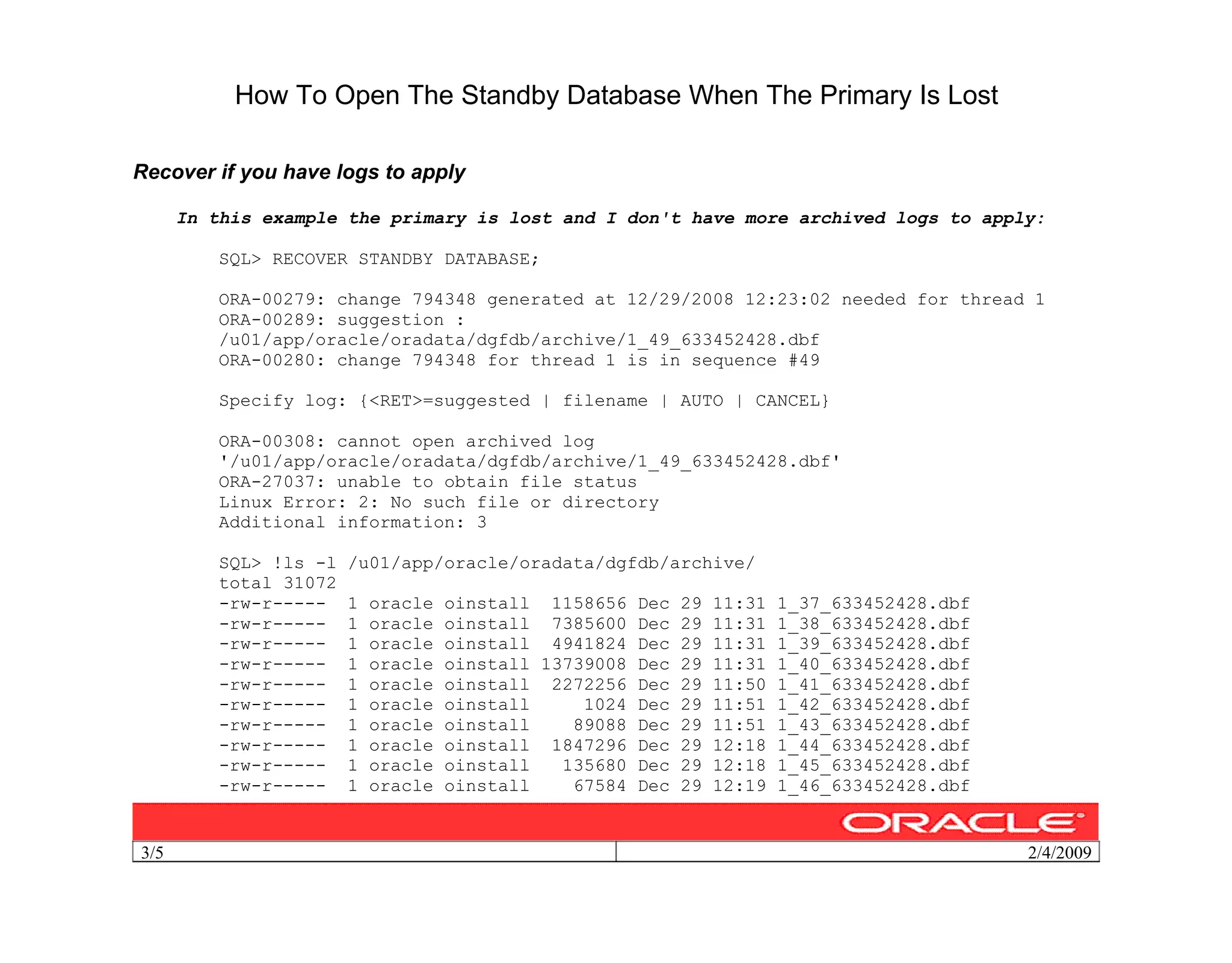 How to-open-the-standby-when-the-primary-is-lost | PPT