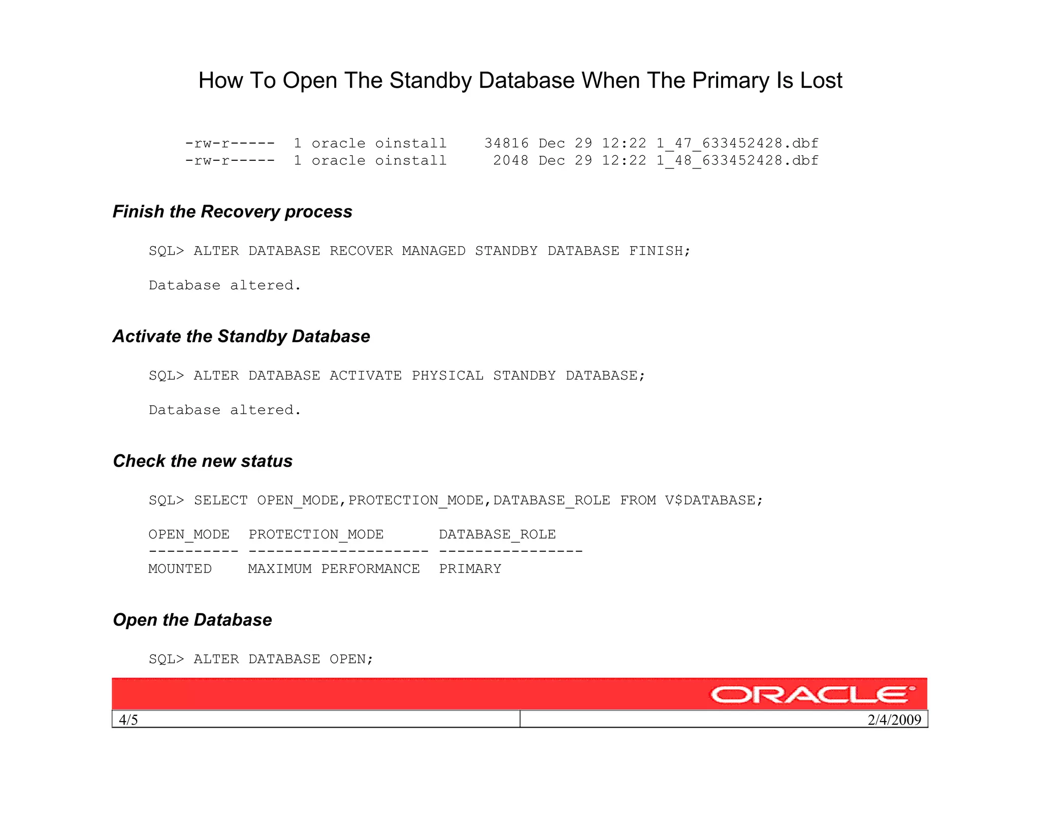 How to-open-the-standby-when-the-primary-is-lost | PPT