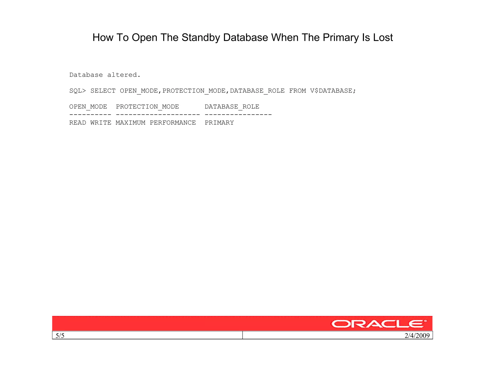 How to-open-the-standby-when-the-primary-is-lost | PPT