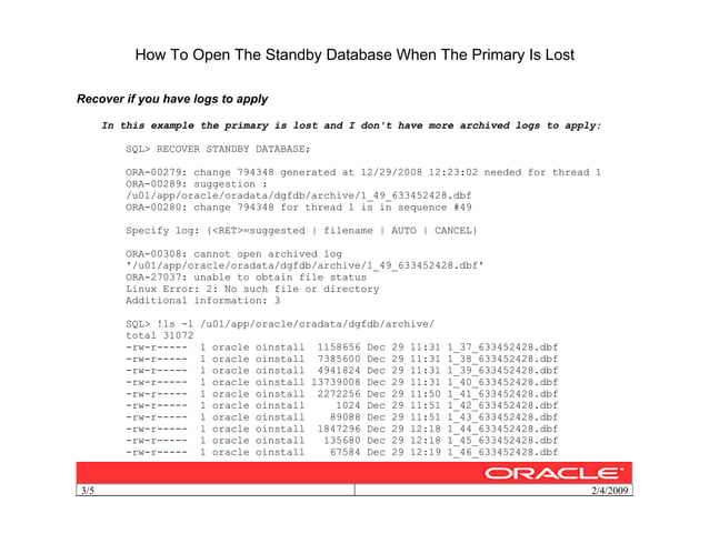 How to-open-the-standby-when-the-primary-is-lost | PPT