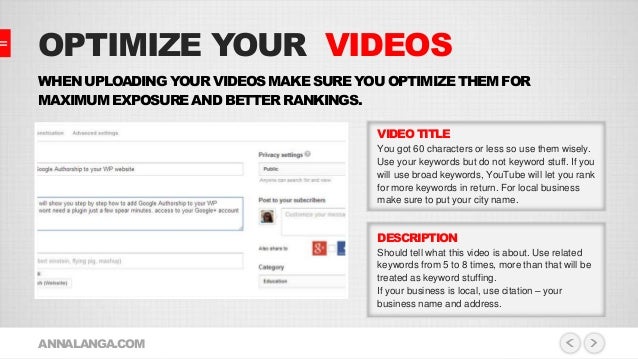 How to optimize YouTube channel and videos