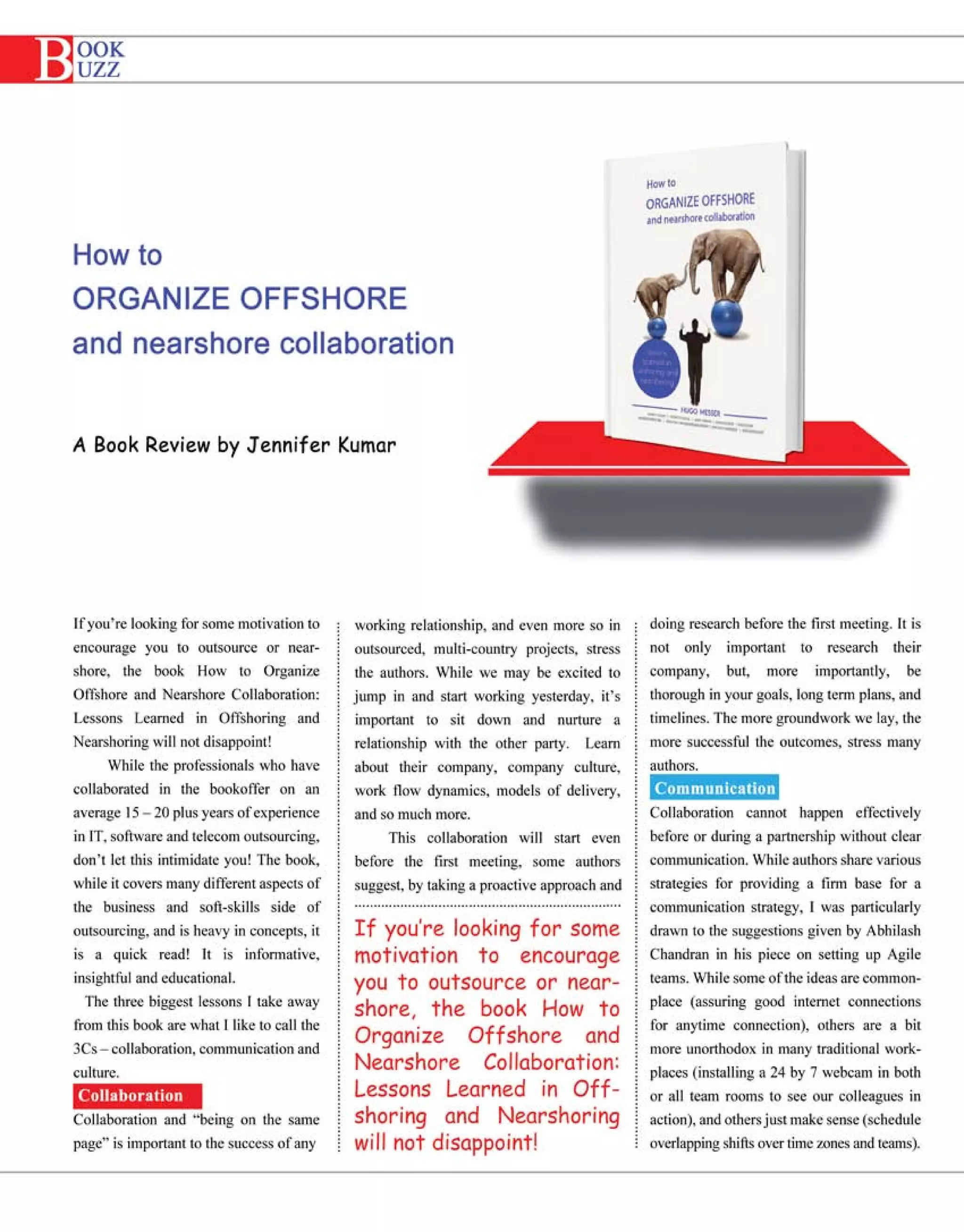 How to Organize Offshore Nearshore Collaboration - Book Review | PDF