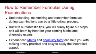 How to Remember Formulas During Examinations | PPT