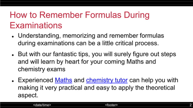 How to Remember Formulas During Examinations | PPT