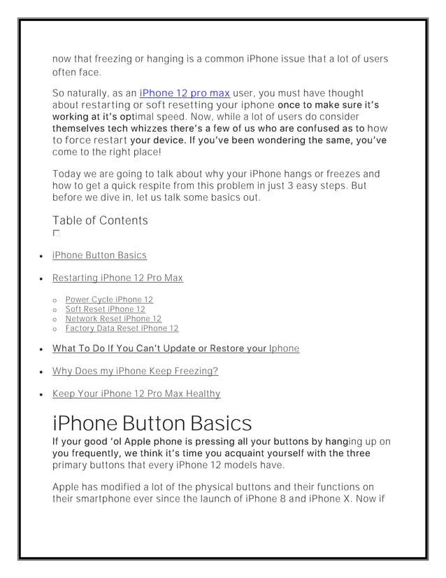 How to Restart or Reset iPhone 12 Pro Max? | PDF