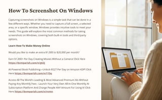 How To Screenshot On Windows - Step By Step Guide | PDF