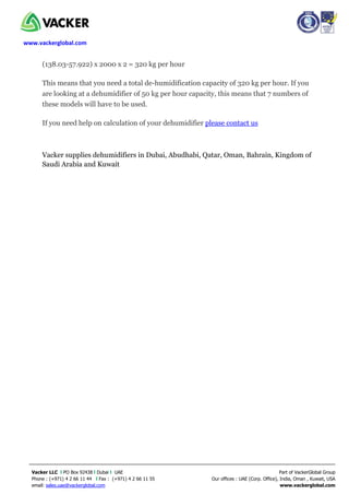 How to-select-dehumidifier | Vacker Dubai, UAE | PDF