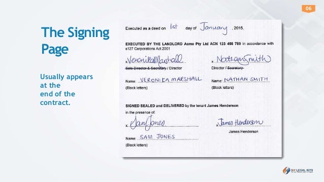 How to sign or execute an Agreement