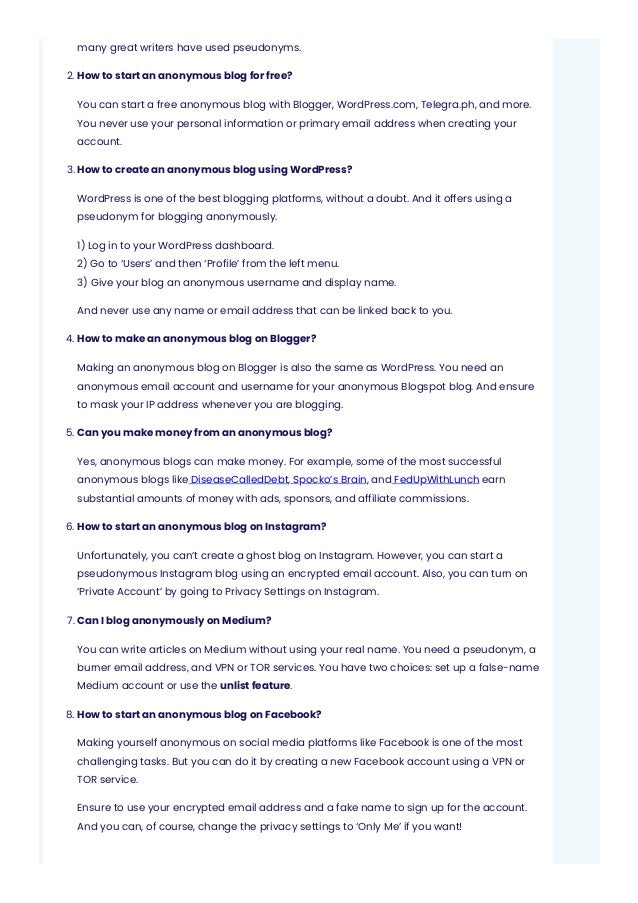 How to Make An Anonymous Blog PDF (2022) | PDF