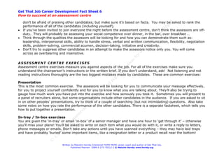Job Hunt - How to Succeed in Assessment Centres - | PPT