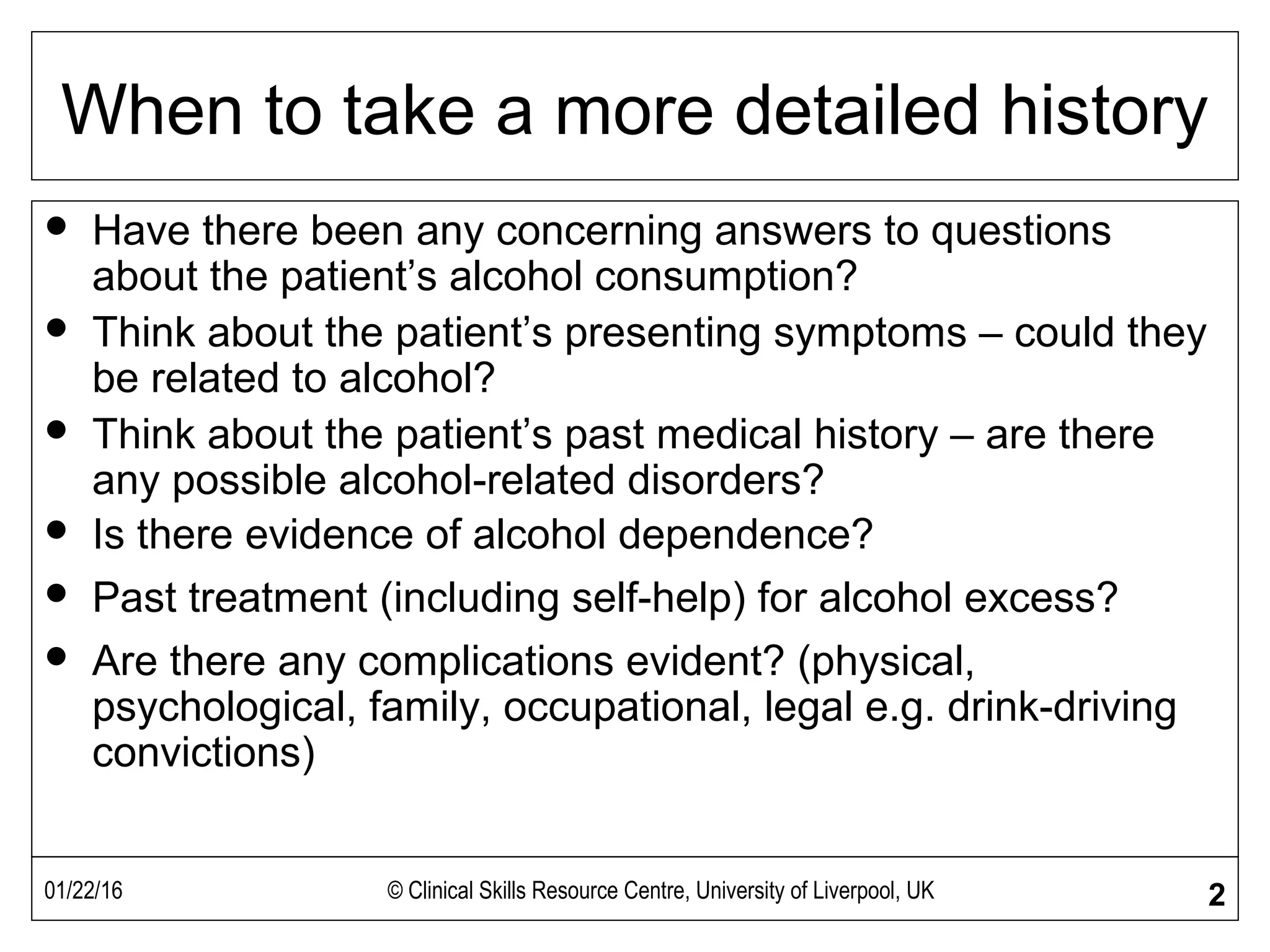 How to Take an Alcohol History | PPT