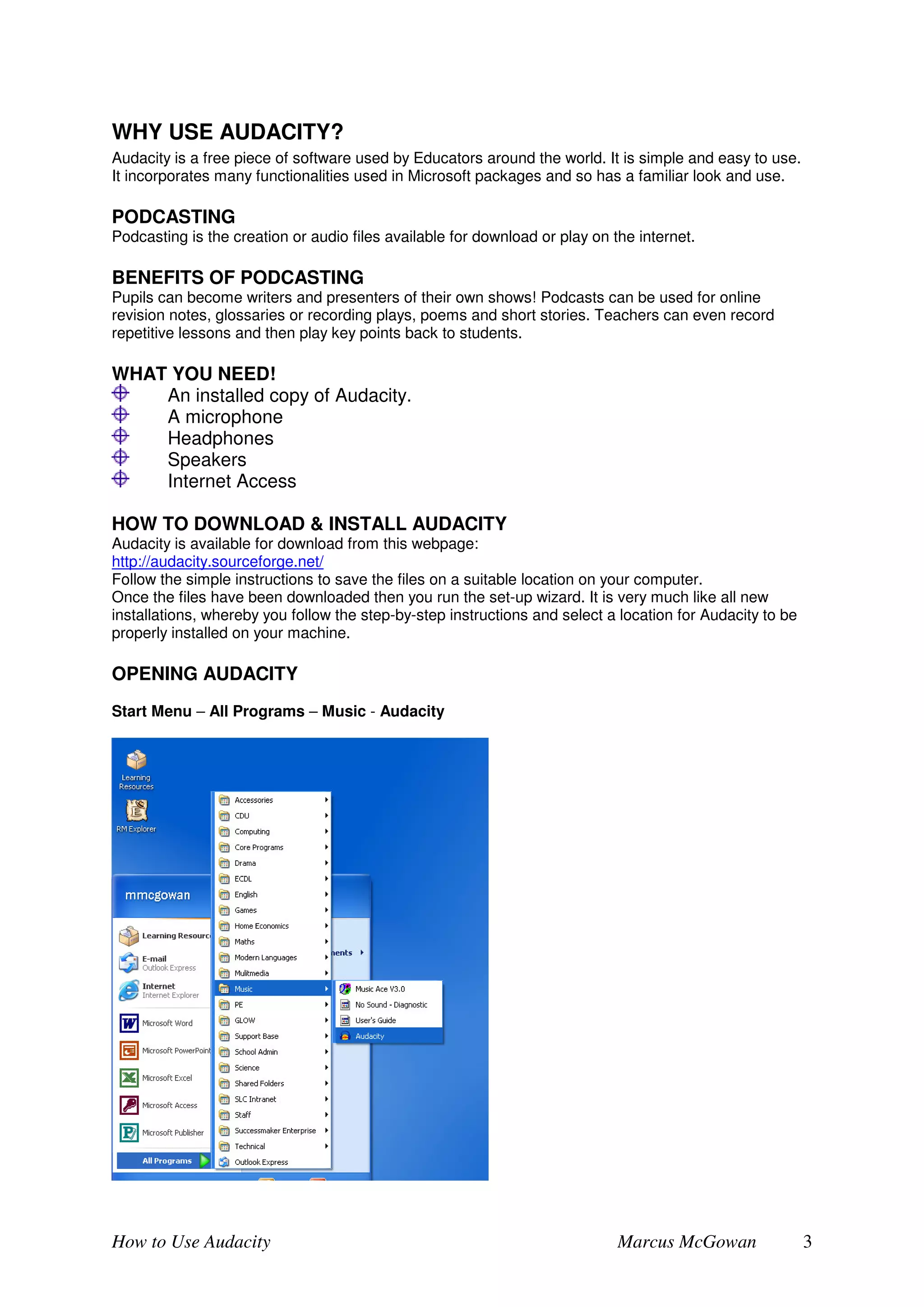 How To Use Audacity Guide Handout | PDF