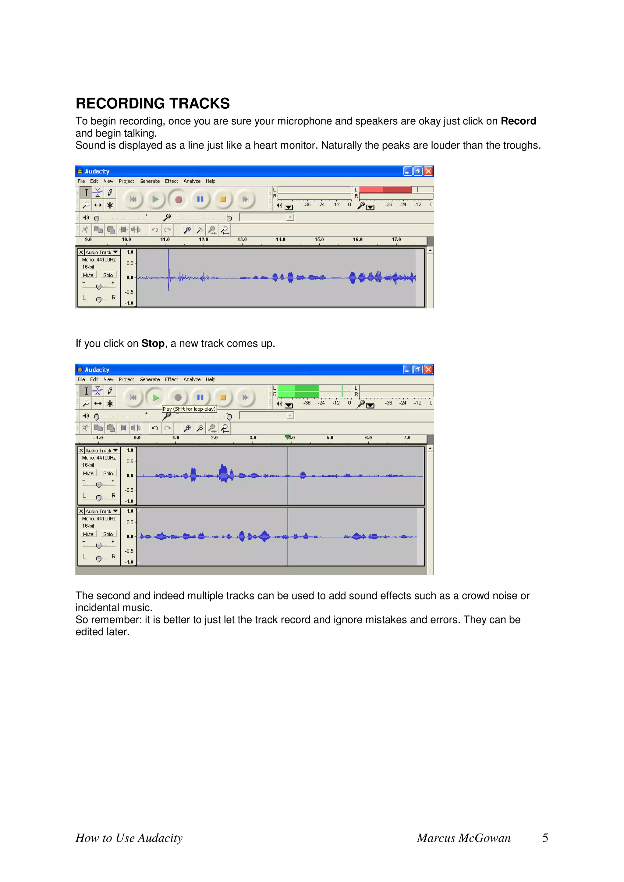 How To Use Audacity Guide Handout | PDF