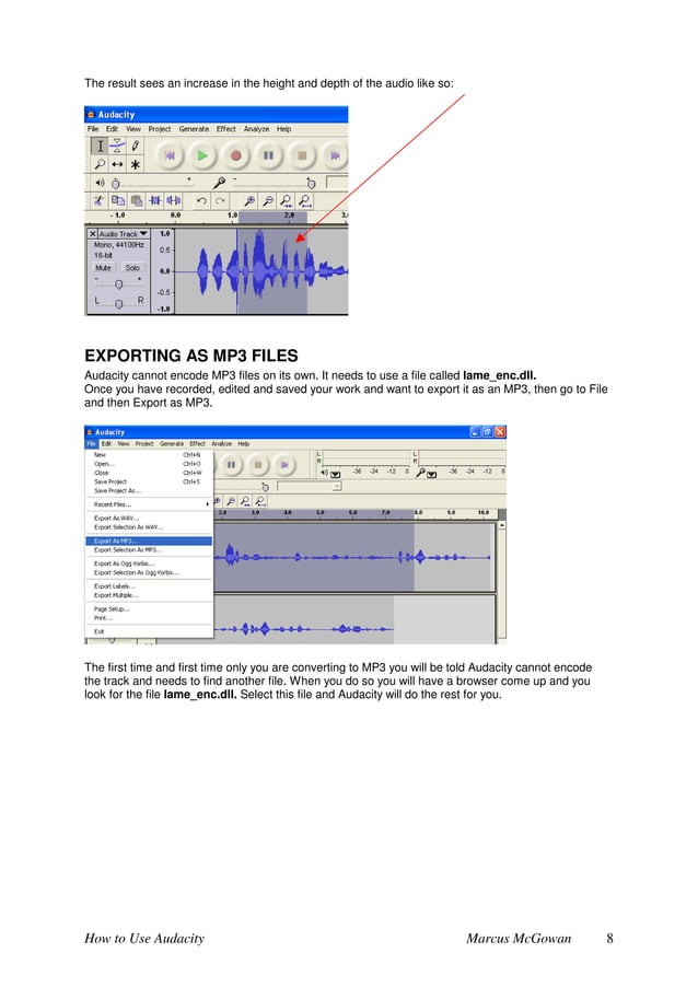 How To Use Audacity Guide Handout | PDF