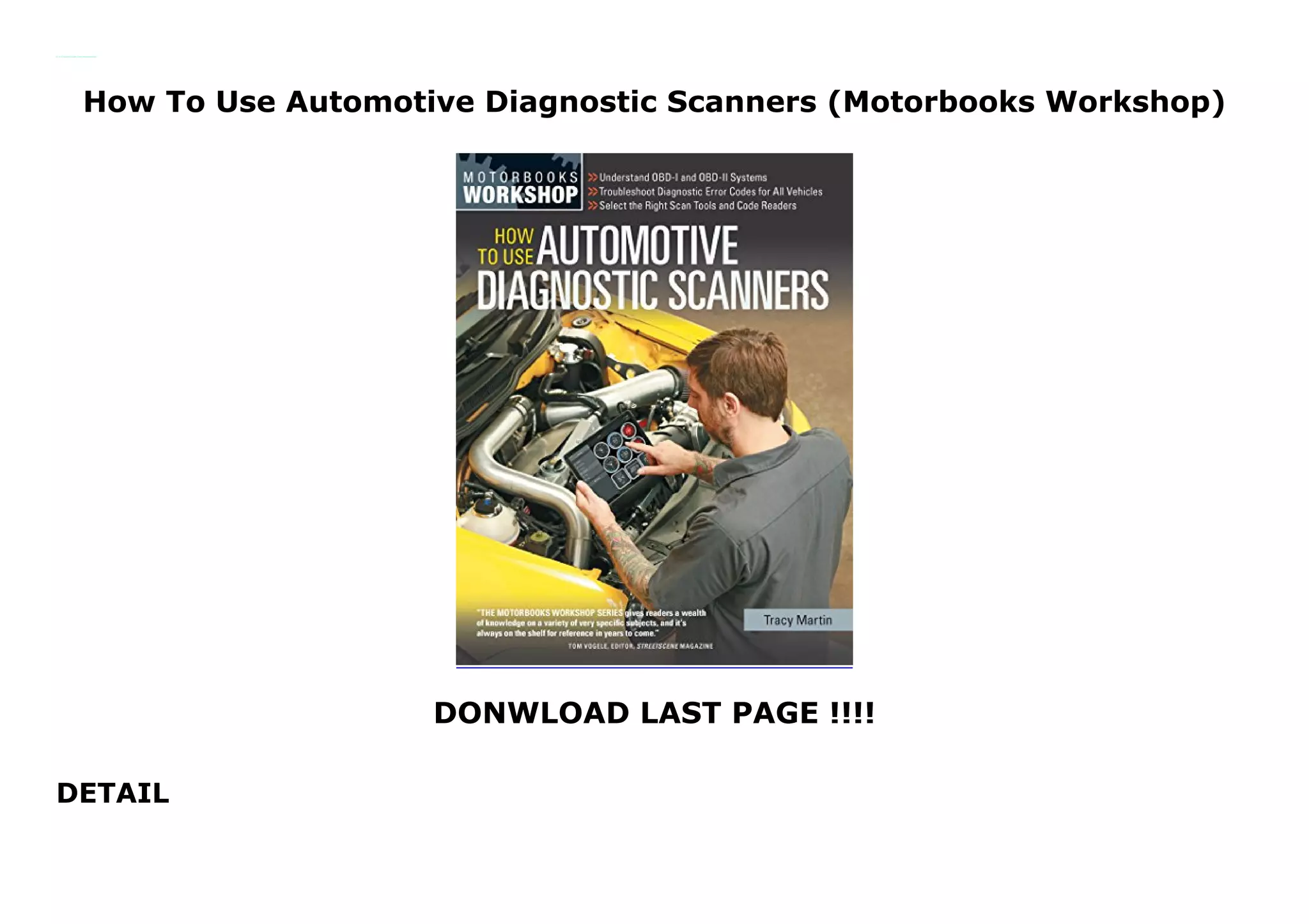 How To Use Automotive Diagnostic Scanners (Motorbooks Workshop) | PDF