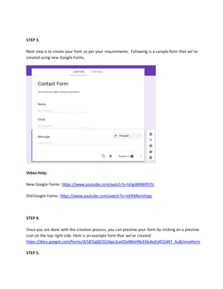 How to use google forms to make landing pages and track data | DOCX