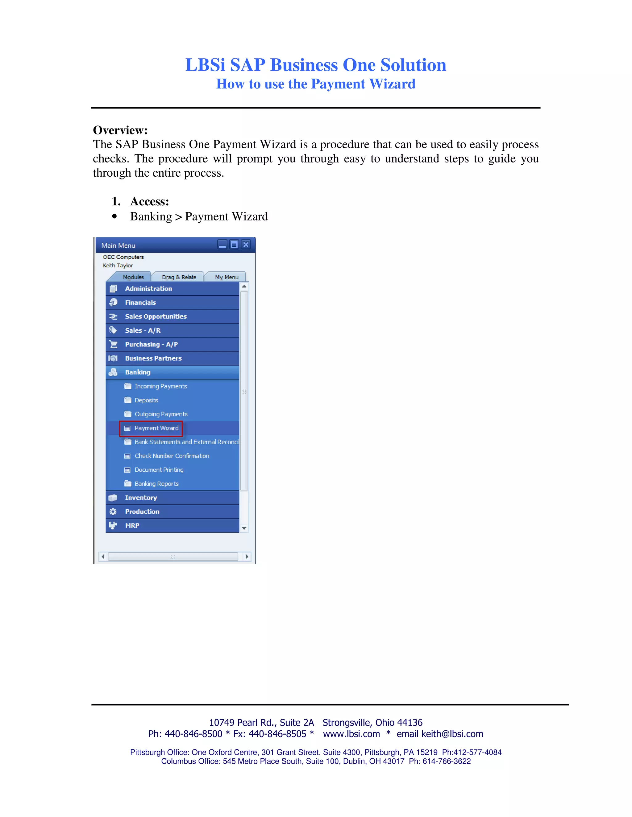 SAP Business One Payment Wizard | PDF