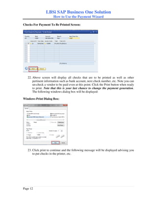 SAP Business One Payment Wizard | PDF