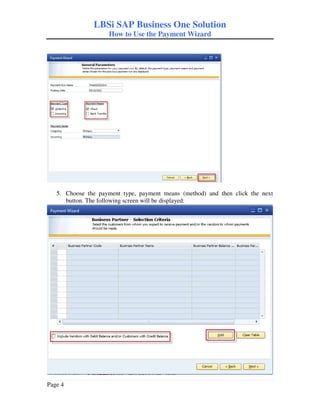 SAP Business One Payment Wizard | PDF