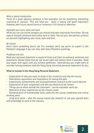 How to Write a Personal Statement for HKU | PDF