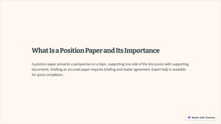 How to Write a Position Paper| Everything About It | PDF