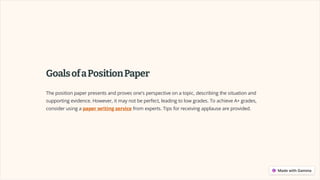 How to Write a Position Paper| Everything About It | PDF