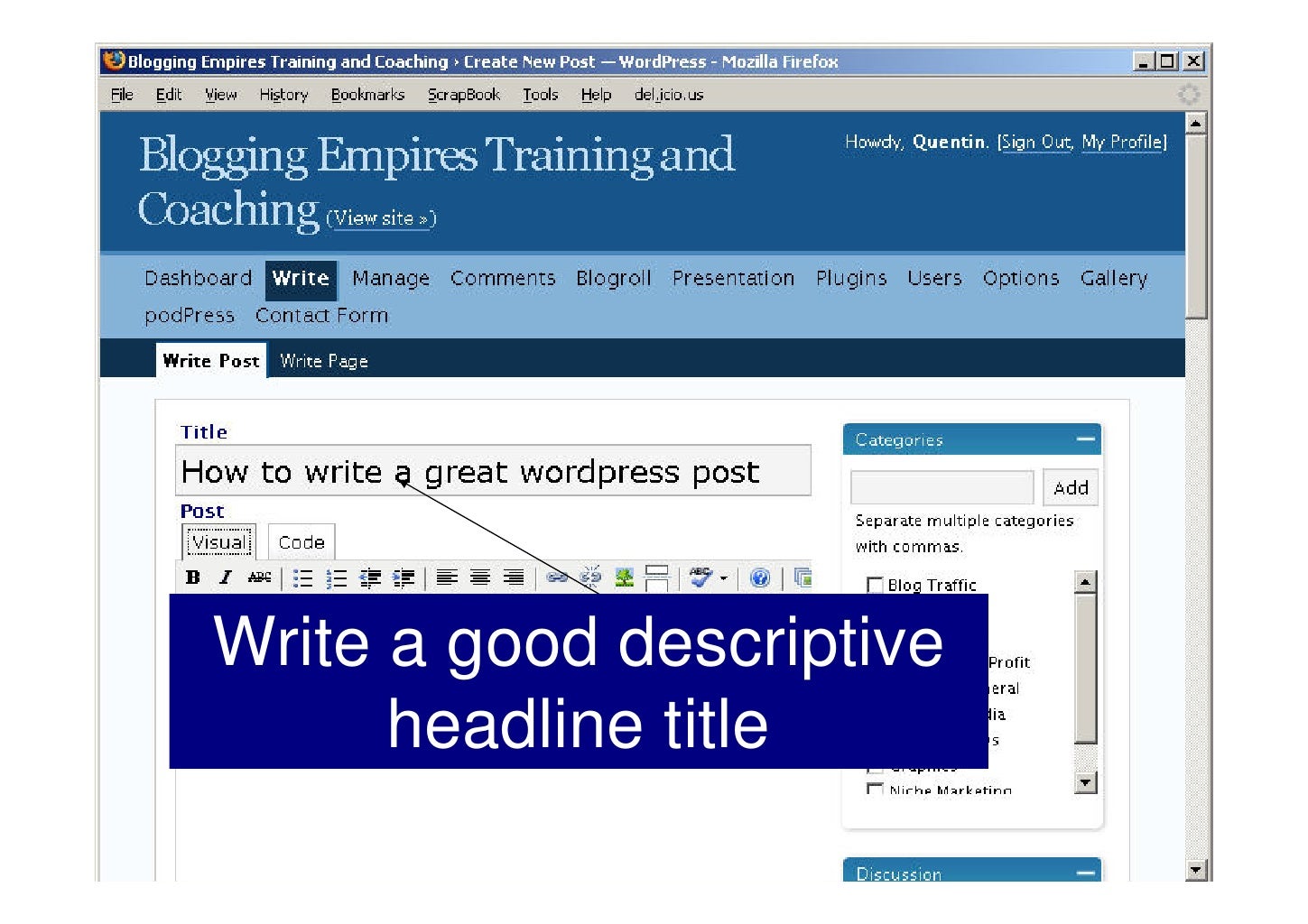 Write A Good Descriptive Headline Write A Good Descriptive Headline
