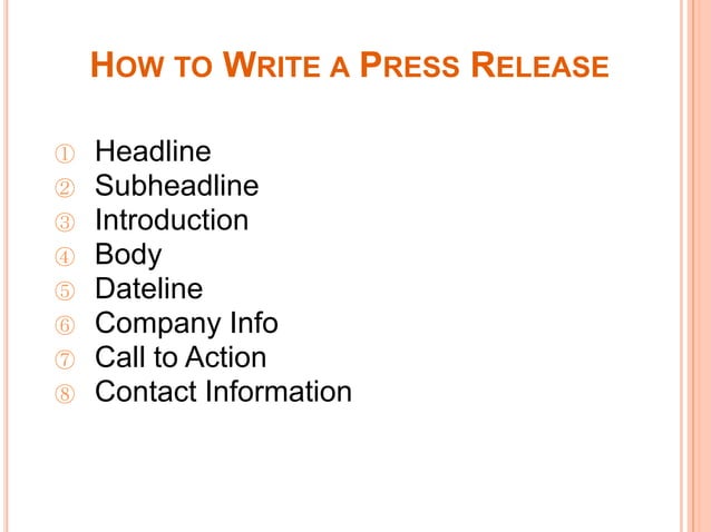 How to Write a Press Release - A Simple Breakdown of the Structure of a News Release | PPT