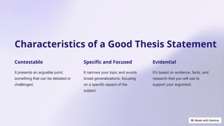 How to Write a Thesis Statement: Key Elements and Tips | PPTX | Education