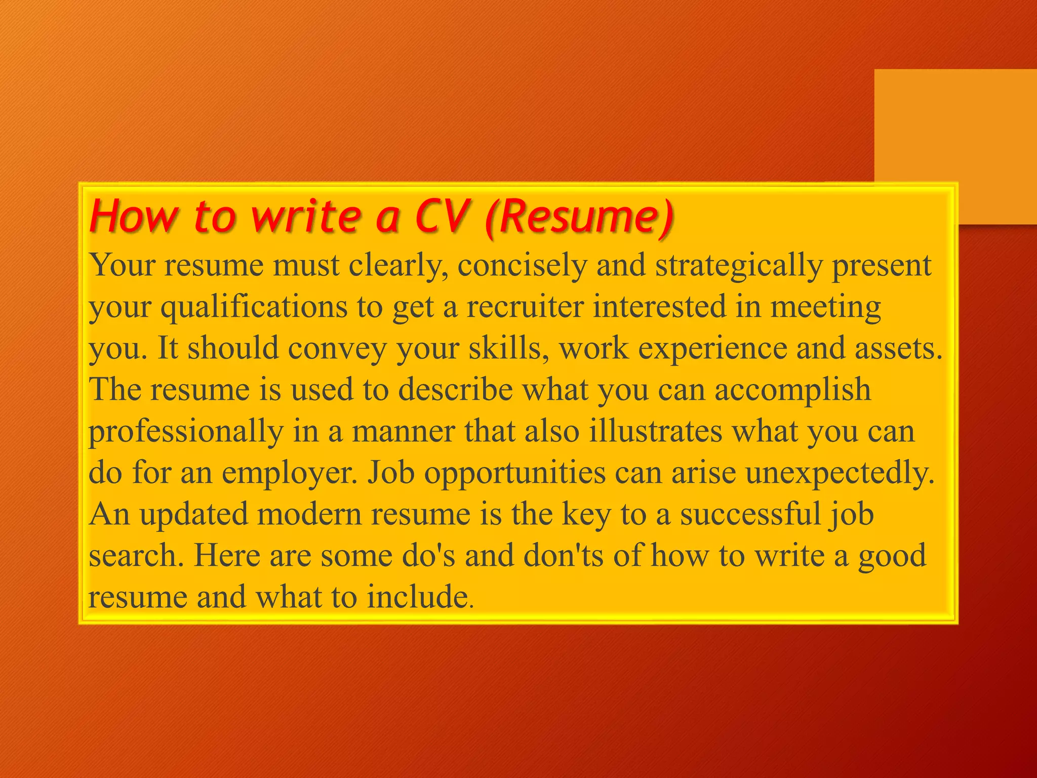 How to-write- a cv | PPTX