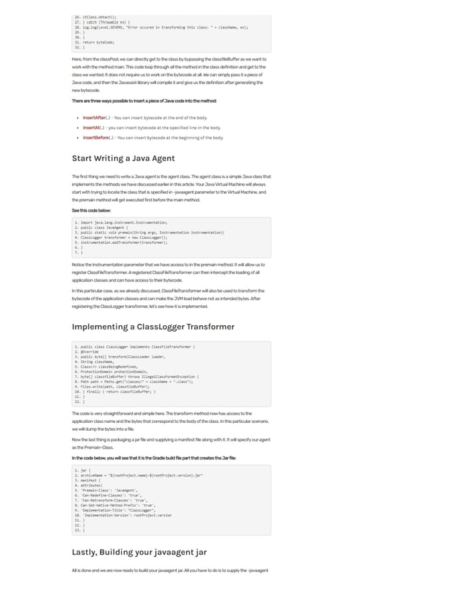 How to Write a Java Agent | PDF