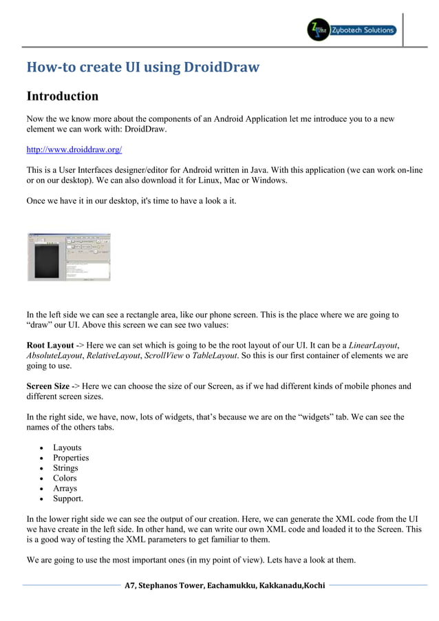 How to create ui using droid draw | DOCX