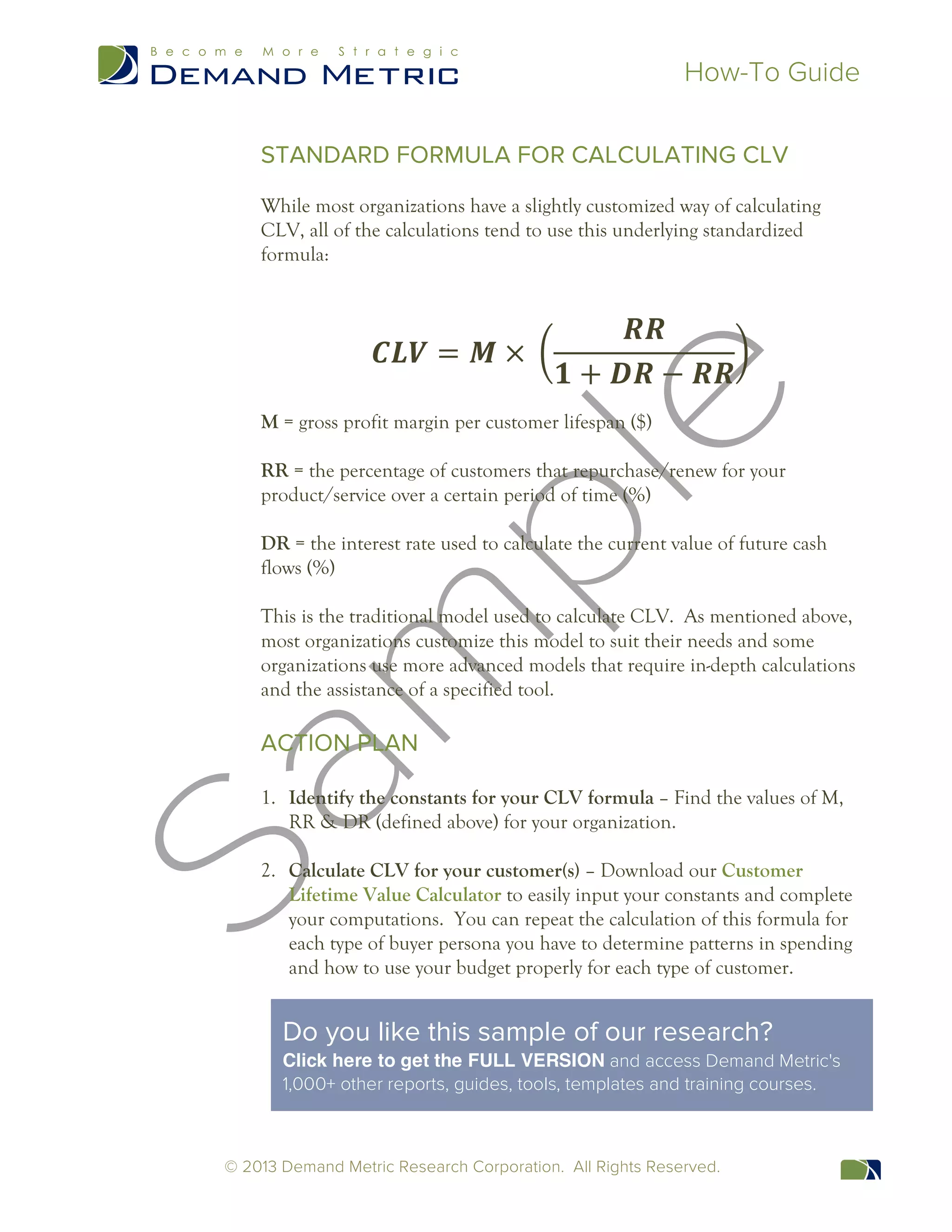 How to guide - calculating clv (sample) | PDF