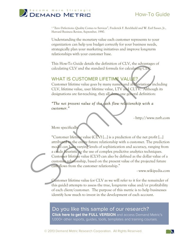 How to guide - calculating clv (sample) | PDF