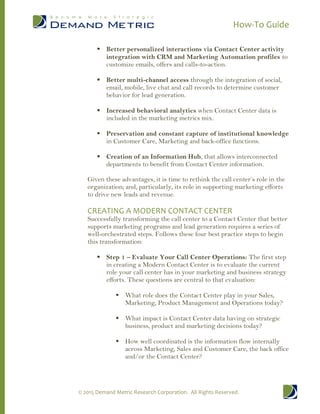 Transforming from Call Center to Contact Center How-To Guide | PDF