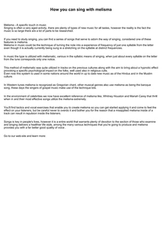 How you can sing with melisma | PDF