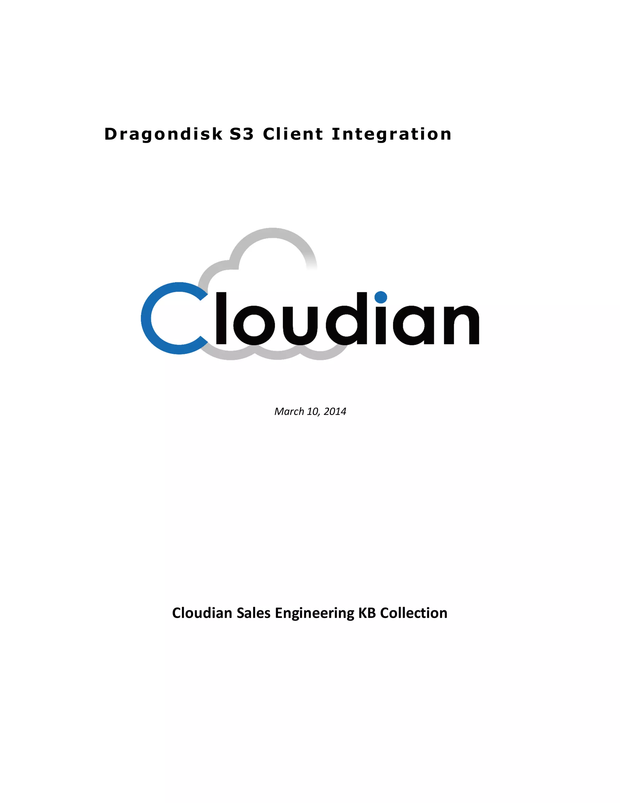 How to configure Cloudian HyperStore with Dragon Disk S3 Client | PDF
