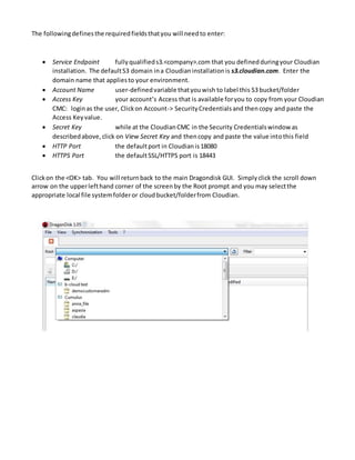 How to configure Cloudian HyperStore with Dragon Disk S3 Client | PDF