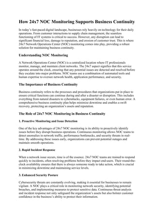 How 24x7 NOC Monitoring Supports Business Continuity.docx