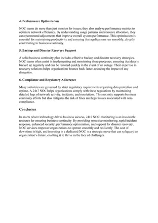How 24x7 NOC Monitoring Supports Business Continuity.docx | Business | Business and Finance