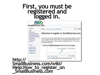How to create a SmallBusiness.com User page | KEY