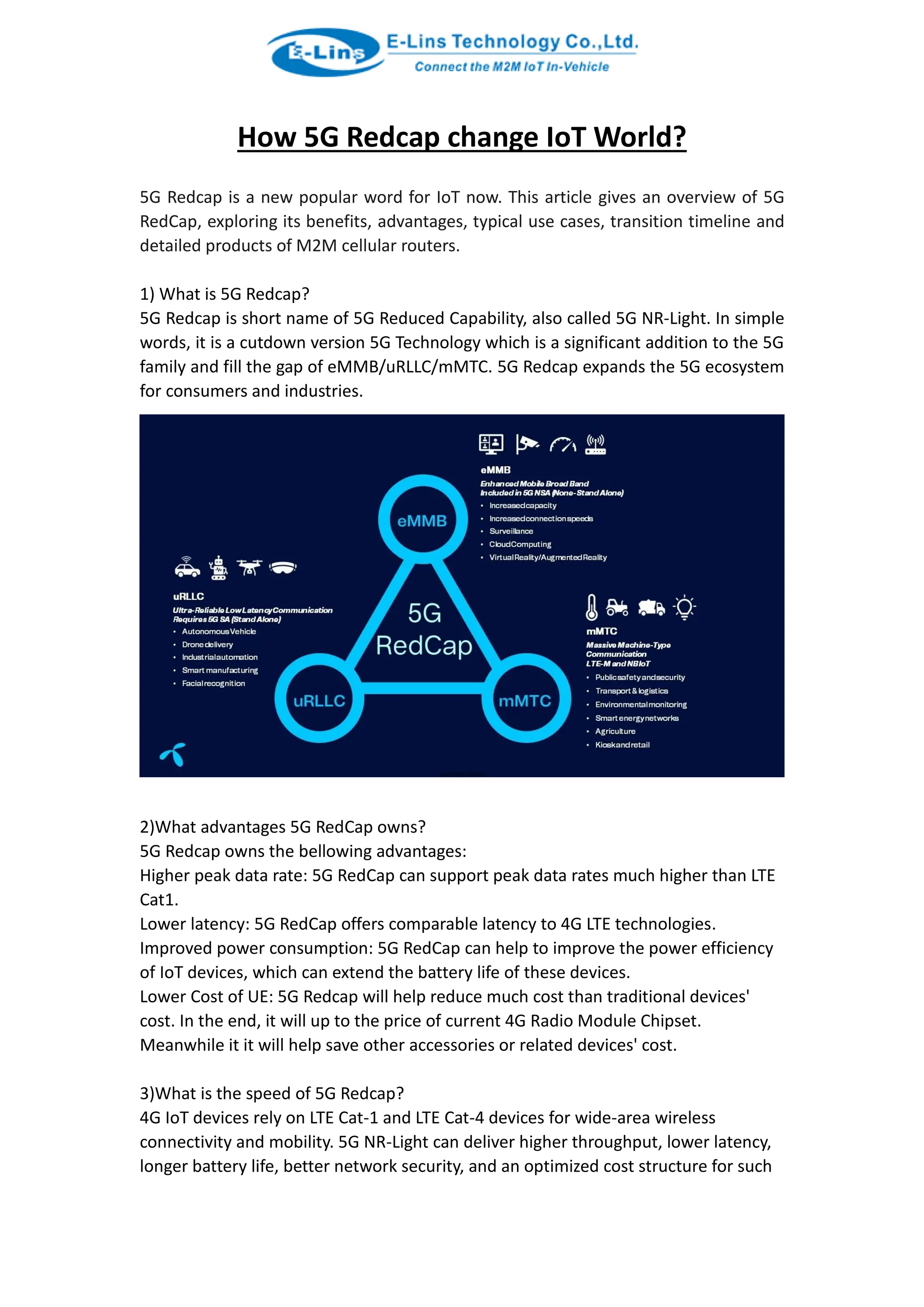 How 5G Redcap change IoT World | E-Lins Technology | PDF | Internet of Things | Internet