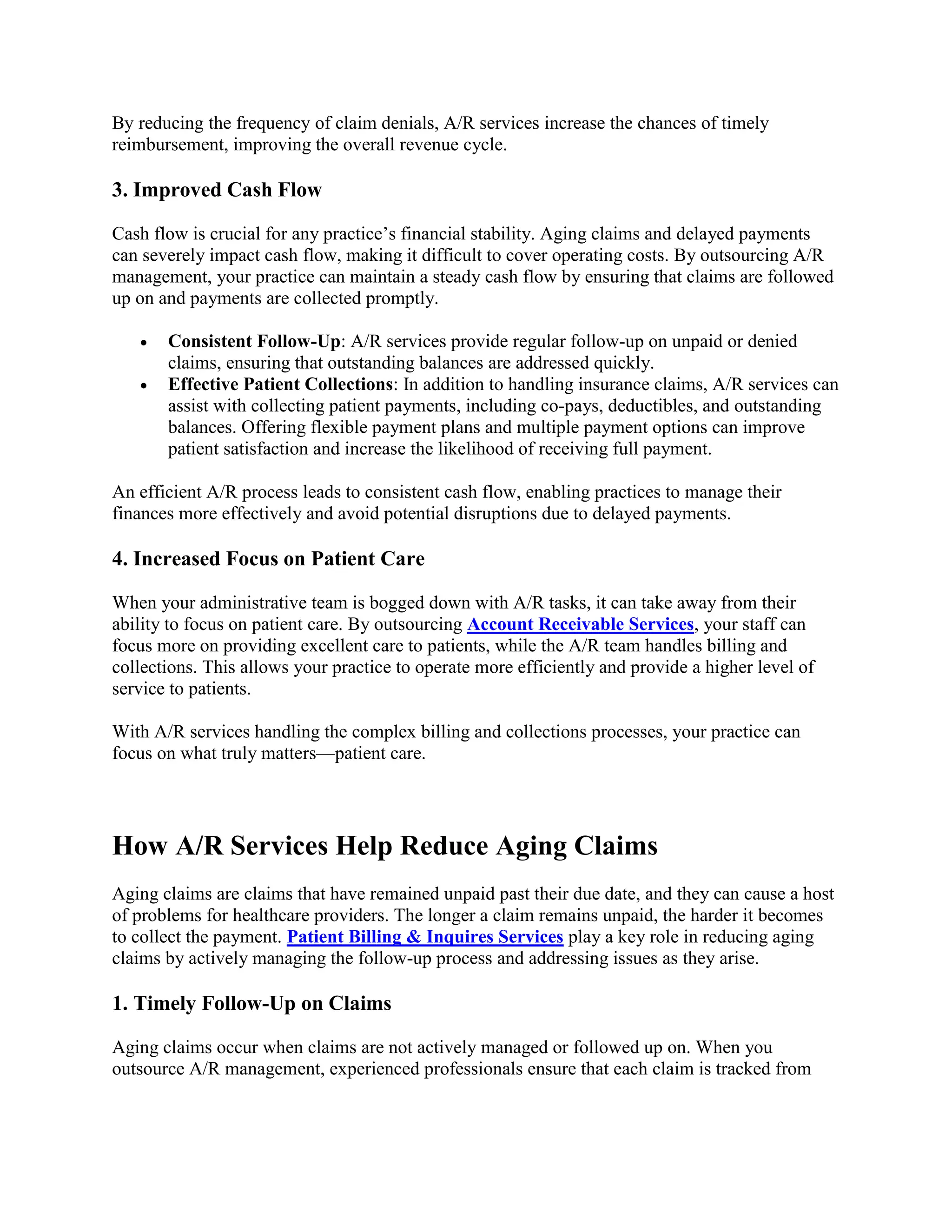 How A/R Services Help Boost Practice Revenue & Reduce Aging Claims | PDF