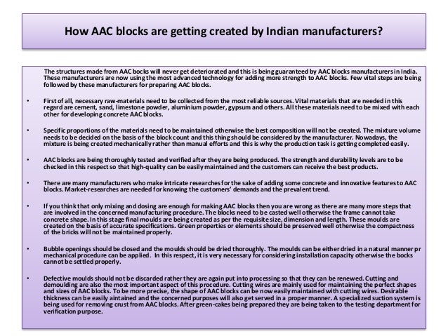 How AAC blocks manufacturers in India produce AAC blocks?
