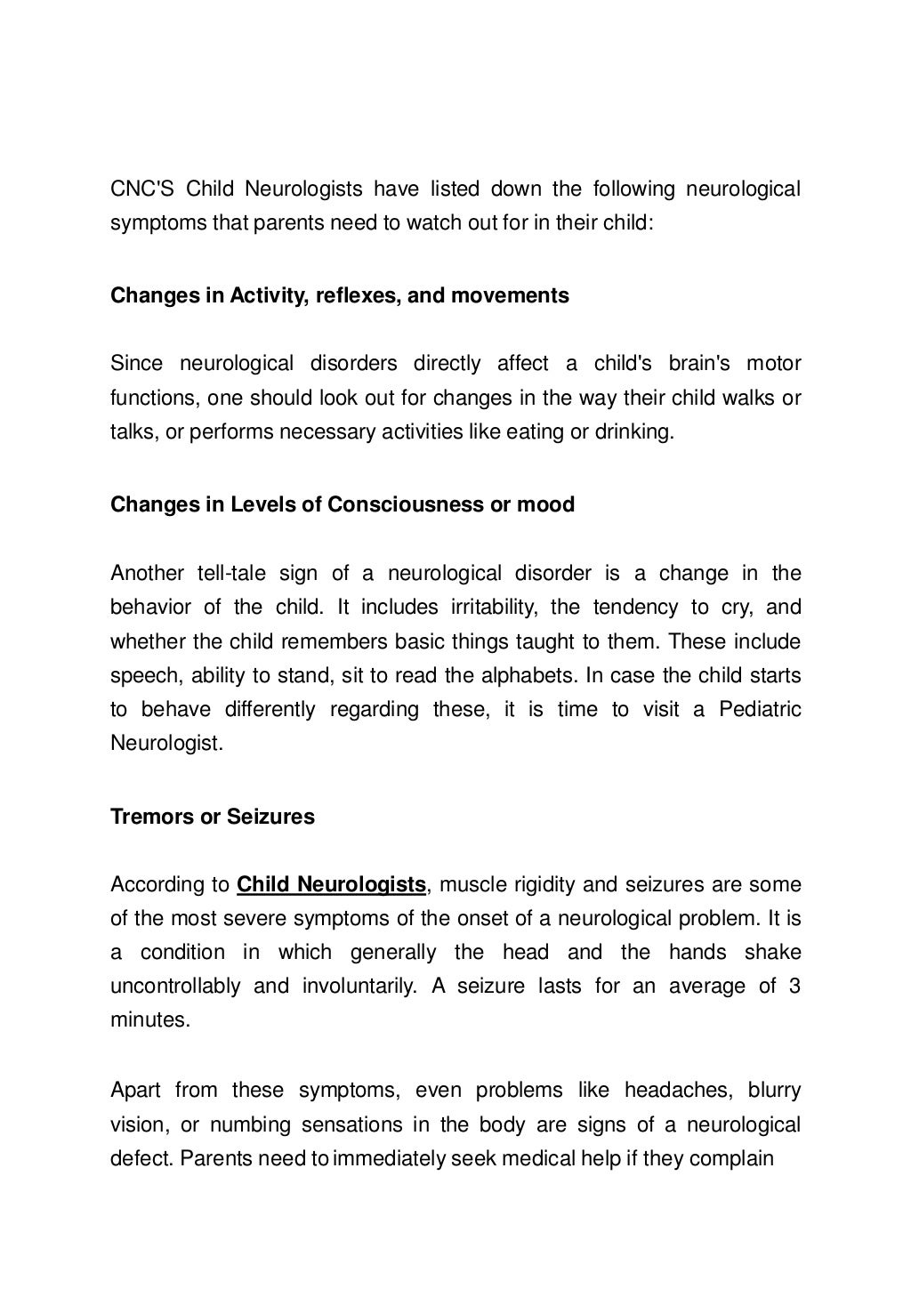 How Abnormal Behavior in a 7-year Old boy is a Neurological Problem?
