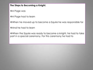 How a boy becomes a knight | PPTX | Arms & Ammunition | Sensitive Topics